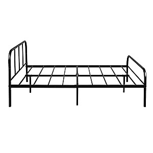 DORAFAIR Full Size Metal Bed Frame with Headboard Footboard Storage Heavy Duty Steel Slats Black Platform Bed Base Mattress Foundation No Box Spring