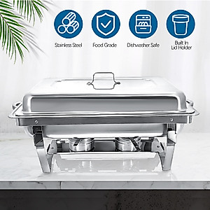 Jacgood Chafing Dish for Buffet, 4 Pack Stainless Steel Chafing Servers Food Warmer Sets with 8QT Half Size Food Pan for Kitchen Party Banquet Dining