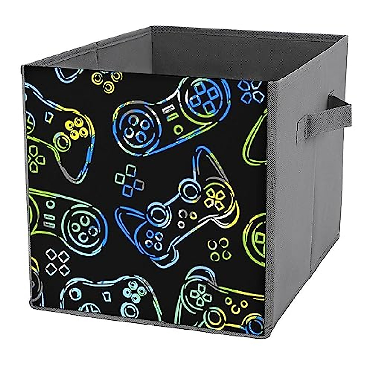 DamTma Storage Cubes Colorful Joystick Game 11 Inch Cube Storage Bin with Handles Video Games Fabric Collapsible Cube Baskets for Shelf Toys Clothing Books