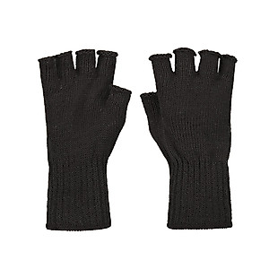 Mcguire Gear GI Wool Fingerless Gloves, Half Finger Outdoor Tactical Gloves, Hunting, Hiking, Cycling and Climbing Gloves (Black)