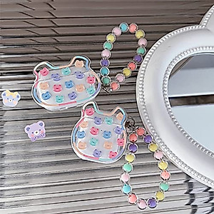 Cute AirPod 3 Cases Funny 3D Bear Design with Coloful Round Bead Bracelet Clear Soft Protective Cover Compatible with AirPods 3rd Generation Case for Girls and Womens