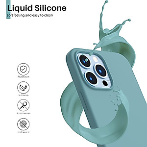 ORNARTO Compatible with iPhone 13 Pro Max Case 6.7", Slim Liquid Silicone 3 Layers Full Covered Soft Gel Rubber Case Cover 6.7 inch-Cactus