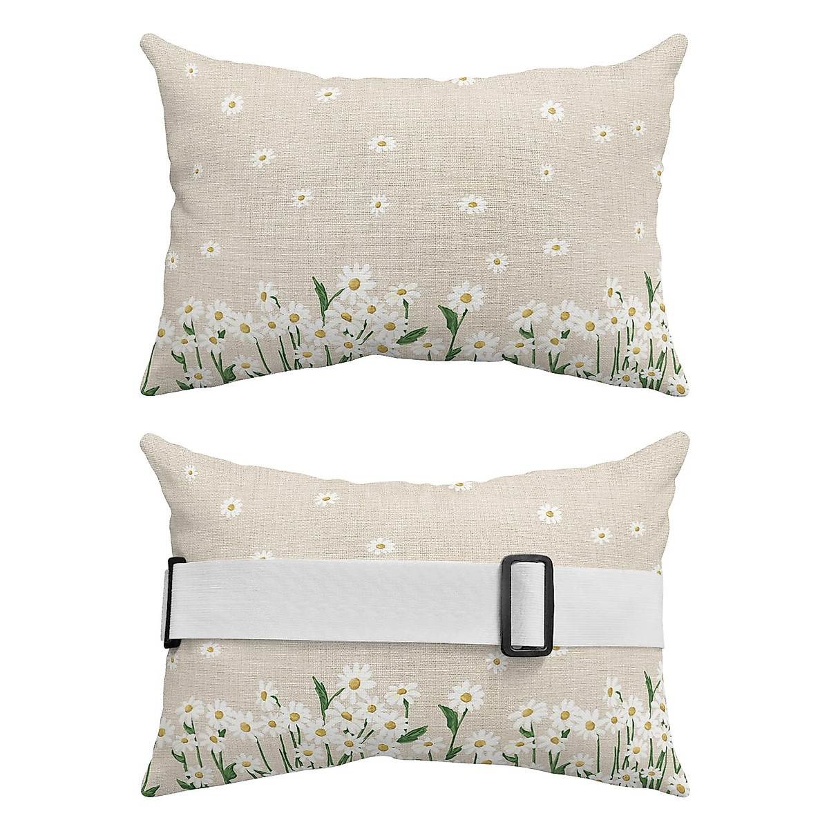 Ocean Outdoor Chaise Lounge Chair Head Pillow,2 Packs Waterproof Headrest Lumbar Throw Pillows Cover Case with Insert & Elastic Band for Pool Patio,Retro Blue Starfish Seahorse Anchor Shell Coral