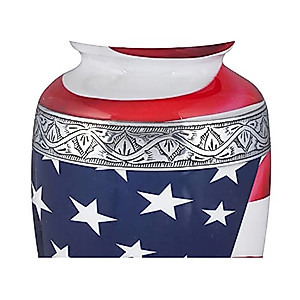 Goroly Home American Flag Hand Engraved Cremation Urn for Adult Human Ashes, Veterans, First Responders, Patriots - A Beautiful Urn for Your Loved Ones Remains with Elegant Finish - 10 Inch