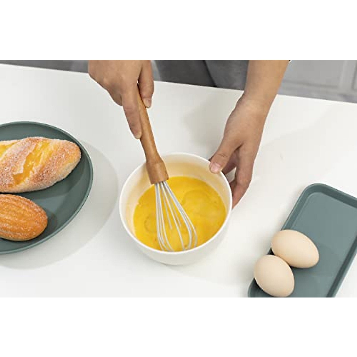 Wooden Utensils for Cooking, 7pcs Natural Acacia Wood kitchen utensils set with Holder For Cooking Utensil set Wooden Spoons Spurtle Spatula For Cooing Non-Stick Pan