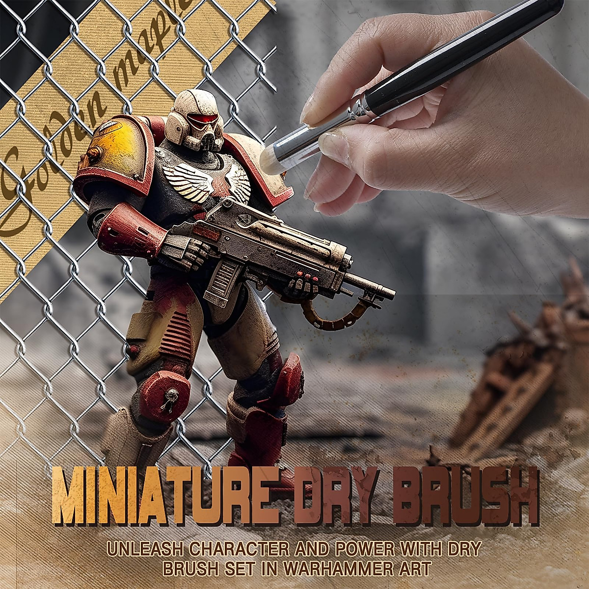 Golden Maple Miniature Paint Brushes Drybrush-10pcs Micro Detail Paint Brush Set, Small Fine Detail Brushes for Acrylic, Watercolors & Paint by Number, Citadel, Figurine, 40k