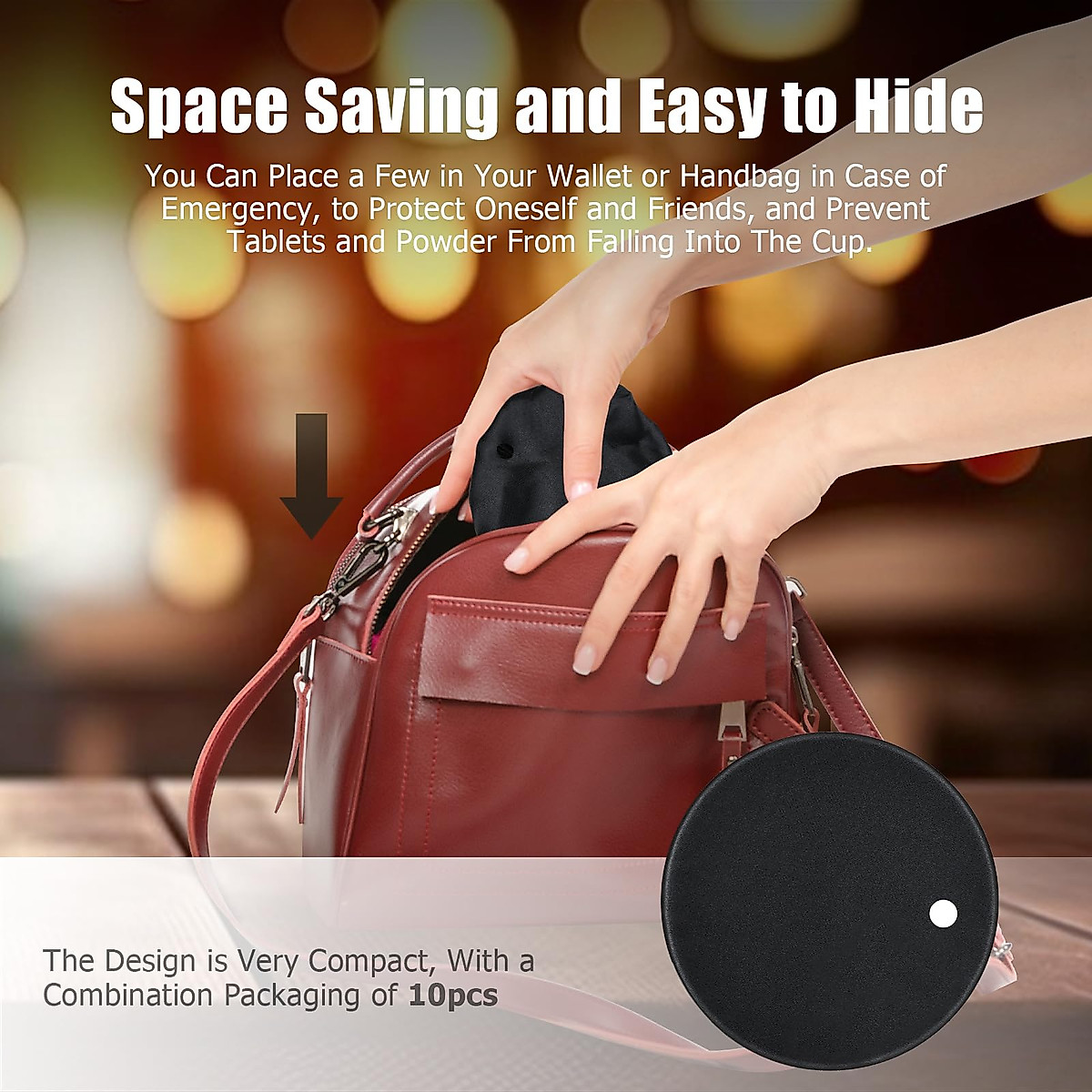 10-Pack Drink Cover Scrunchie, Reusable Cap Scrunchie Drink Cover for Drinks, Drink Covers for Alcohol Protection - Prevent Drink Getting Spiked at Bar Party Cup Cover with Straw Hole