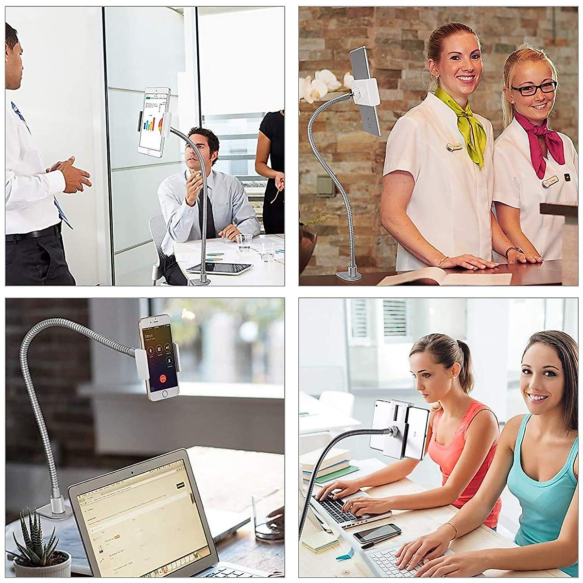 AboveTEK Gooseneck Tablet Holder, Aluminum iPad Stand Flexible Long Arm iPad Desk Mount for Bed Kitchen Office, Heavy Duty Tablet Mount Stand Compatible with iPad iPhone 6-13Pro, Fits for 3.5" - 11"