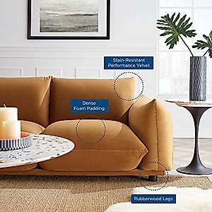 Copious Performance Velvet Sofa in Cognac