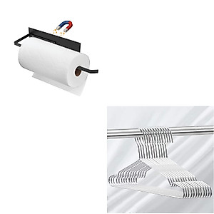 Magnetic Paper Towel Holder for Fridge, Toilet Paper Roll Holder Magnetic Paper Towel Rack and Coat Hangers 10 Pack Clothes Hangers, Seropy Metal Hangers Heavy Duty Wire Hangers with Non Slip 16.5 in