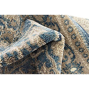 Unique Loom Salzburg Collection Classic Traditional Medallion Design Oriental Inspired with Intricate Border Area Rug, 4 ft, Navy Blue/Light Brown