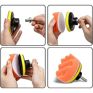11 PCS Car Buffing Pads Polishing Sponge Waxing Foam Polisher Buffer Set for Drill 3 Inch/4 Inch/5 Inch/6 Inch/7 Inch (4 INCH)