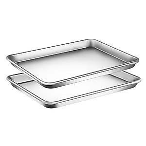 NutriChef Non Stick Baking Sheets, Cookie Pan Aluminum Bakeware, Professional Quality Kitchen Cooking Non-Stick Bake Trays with Silver Coating Inside and Outside, 1 Pair of Pans