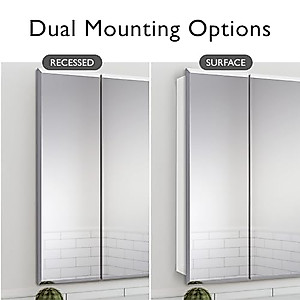 Design House 25 Inch Cyprus Bathroom Medicine Cabinet, Wall Mounted, Mirror, Clear Gloss, 590331