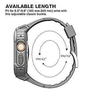 Fintie Compatible with Apple Watch Ultra 2/Apple Watch Ultra1 49mm Band with Bumper Case, Rugged Men Sport Bands with Protective Cover, Gray