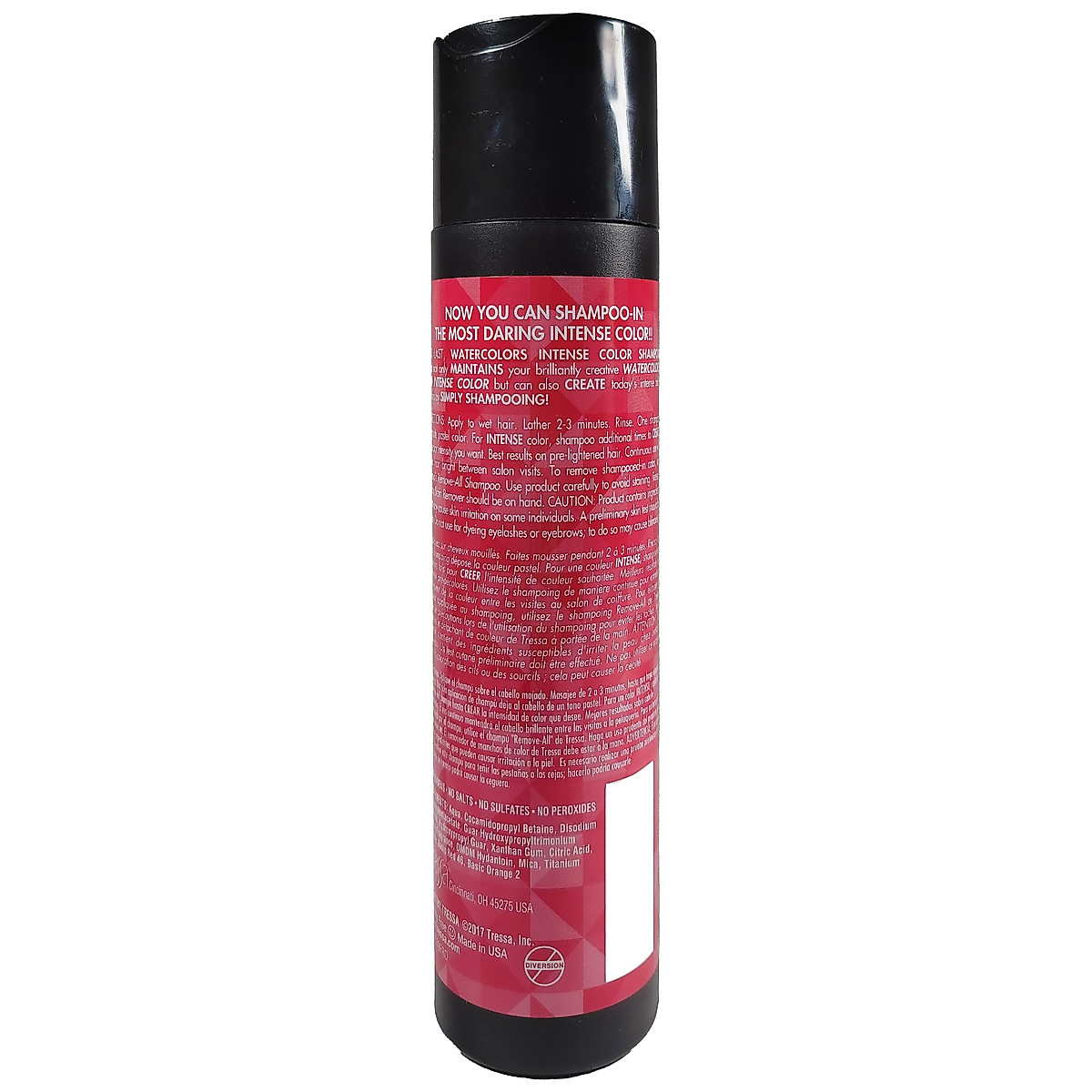 Watercolors INTENSE Semi Permanent Color Depositing Shampoo. Sulfate & Paraben Free to Maintain & Enhance Hair Color 8.5 oz - RED (1 Count)