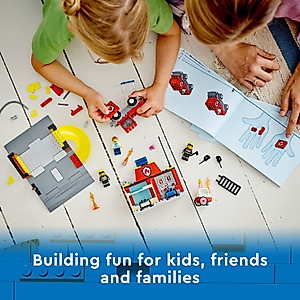 Lego City Fire Station and Fire Engine 60375, Pretend Play Fire Station with Firefighter Minifigures, Educational Vehicle Toys for Kids Boys Girls Age 4+