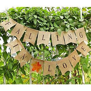 Alasida Falling in Love Burlap Banner, Great for Thanksgiving Decor, Valentines, Autumn Room Decoration, Party Decor for Birthday, Wedding, Bridal Baby Shower, Anniversary and Graduation