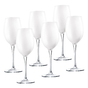 Barski Goblet - White Wine Glass - Crystal Glass - Water Glass - Opal White - Stemmed Glasses - Set of 6 Goblets - 14 oz Made in Europe