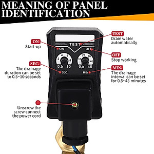 Electronic Drain Valve and Tank Drain Valve Assembly Kit with Braided Steel Hose 1/4 Inch NPT Drain Valve Elbow Fitting and AC 110V 1/2" Automatic Timed Water Tank (Separating,6 Pcs)