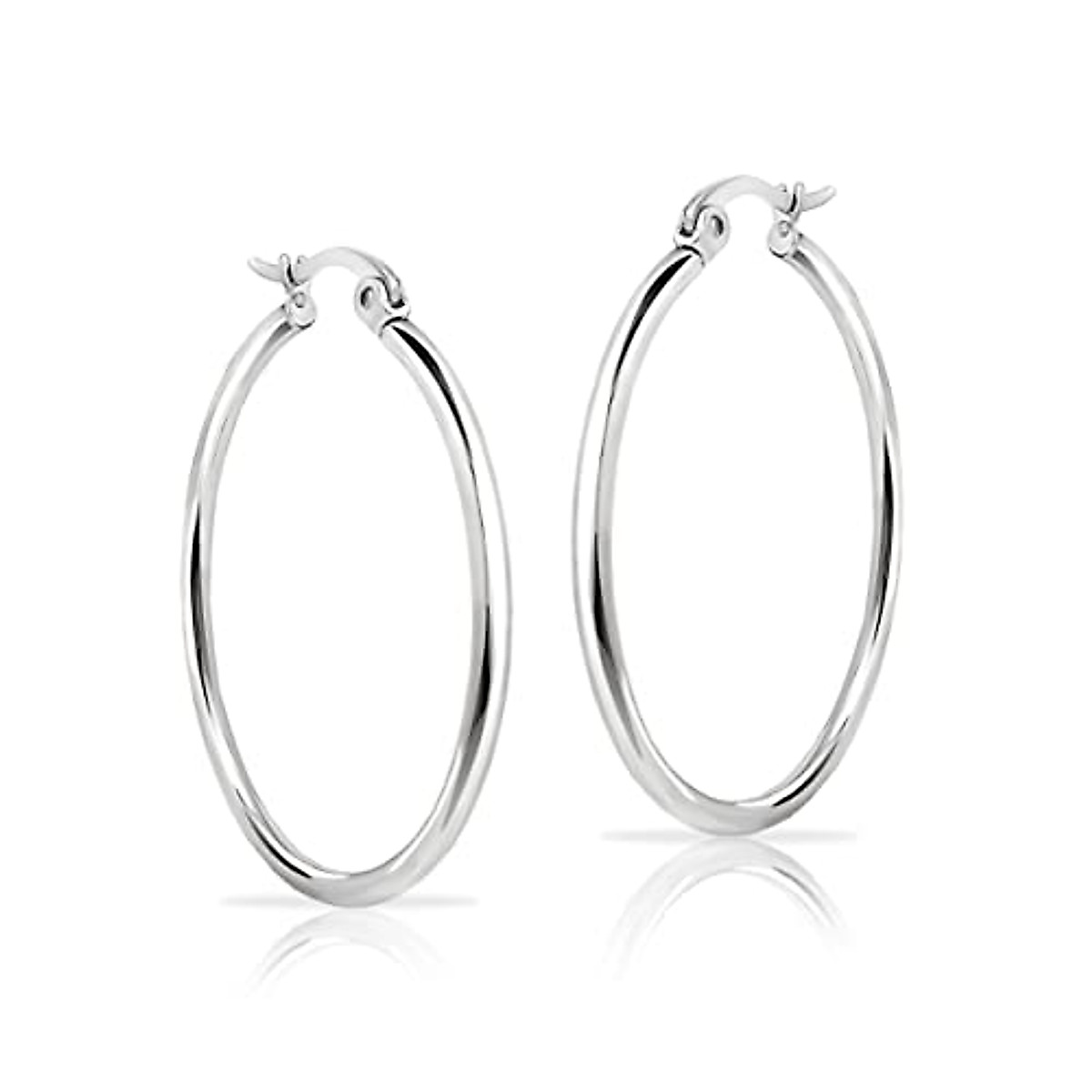 Hoops & Loops - Sterling Silver 30mm High Polished Click Top Hoop Earrings in Sterling Silver