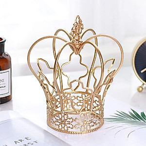 Yamfurvo Royal Metal Desktop Crown Decor, Decorative Centerpiece Crown Sculpture for Wedding, Christmas,Party Table, Baby Shower, Antique Home Decor, Gold