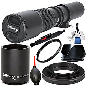 500mm F/8.0 Telephoto Lens with 7PC Accessory Bundle for Canon EOS 80D,77D,70D,60D,60Da,50D,7D,7D II,6D,6D II,5D Mark II,III,IV,5DS,1DS,T7i,T7s,T7,T6s,T6i,T6,T5i,T5,T4i,SL2 & SL1 Digital SLR Cameras
