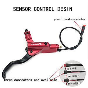 Four Pistons E-Bike Hydraulic Brake Set HB-876E 850/1550mm Sensor Control Disc Brake Power Off for Electric Scooter Brake Electric Bicycle Brake Set (Red+Disc)