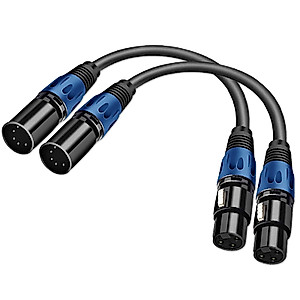Seefeful (11.8inch /2Pack) 3 Pin XLR Female to 5 Pin XLR Male Audio Cable for Microphone DMX Stage Light Turnaround ，XLR3Fto XLR5M Adapter Cable