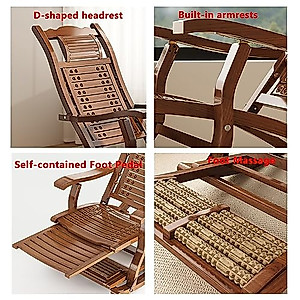 Wooden Folding Rocking Chair Rocking Recliners Bamboo Garden Relax Chair for Adult Elderly,Patio Chairs Footrest and Armrest,Ergonomic Back Adjustable (Color : Without, Size : Walnut)