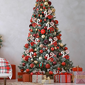 ZHANYIGY 6PC Set Red/White Christmas Tree Decorations Picks Christmas Tree Woolen Candy Curly Pick, Christmas Tree Decorations Home Office Vase Party Ornaments (RED)