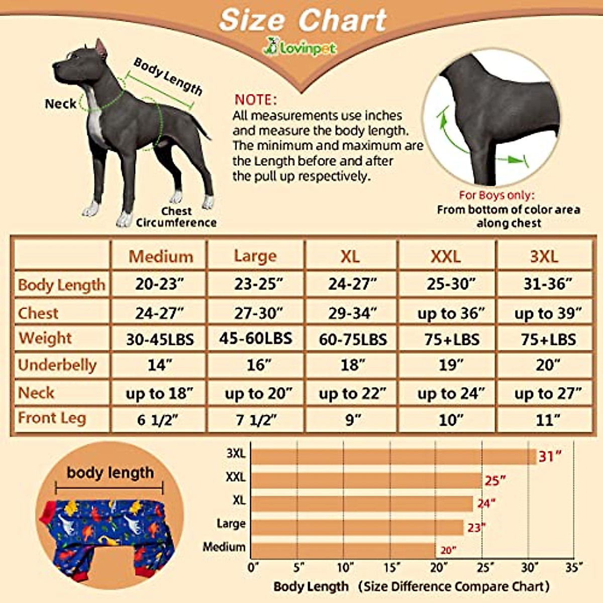 LovinPet Pitbull Large Dog Clothes, Wound Care/Post Surgery Dog Clothes, Lost World Dinosaurs Print, UV Protection, Pet Anxiety Relief, Large Dog Onesies, Pet PJ's /2XL