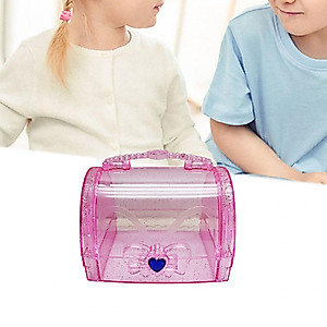 ＫＬＫＣＭＳ Multipurpose Storage Box Sewing Box Organizer, Art Craft Display Case Hair Accessory, Storage Case for Tools Sewing Hair, Clear and Pink