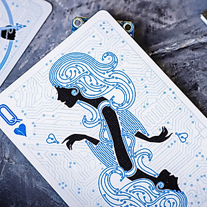 Circuit Ice Blue Playing Cards with Free Card Game eBook, Creative Deck of Cards, Premium Card Deck, Cool Poker Cards, Unique Bright Colors for Kids & Adults, Computer Themed, Black Playing Cards