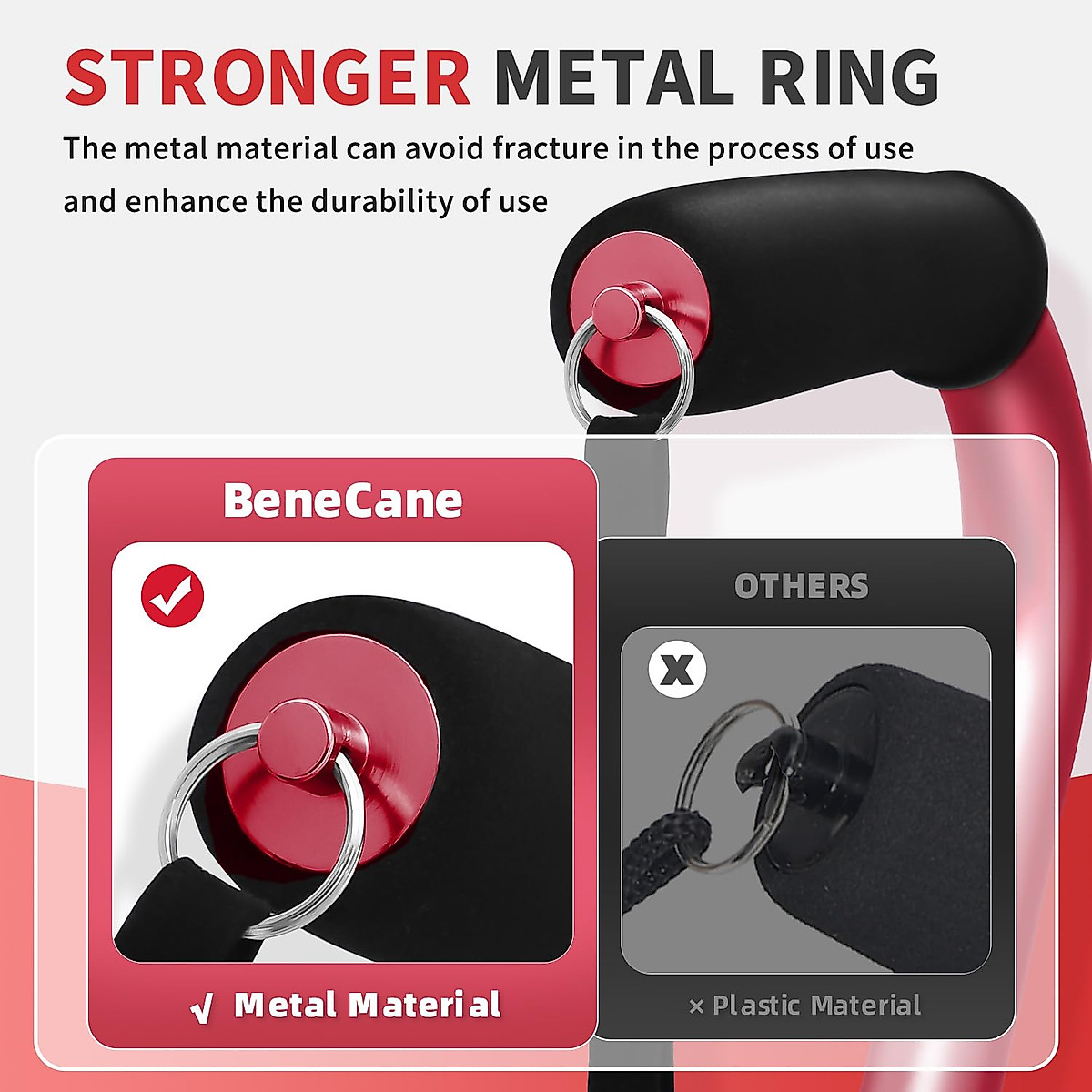 BeneCane Walking Cane for Men & Women Adjustable Cane with Offset Soft Cushioned Handle -Portable Lightweight Sturdy Mobility Walker Aid for Elderly, Seniors Collapsible Cane Red