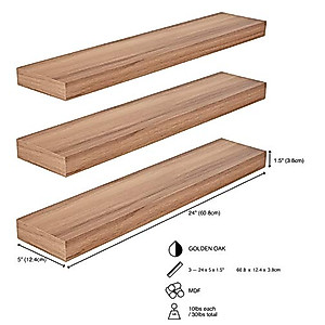 Kiera Grace kieragrace KG Maine Floating Shelves-Golden Oak, 24", Set of 3 Wall Organization