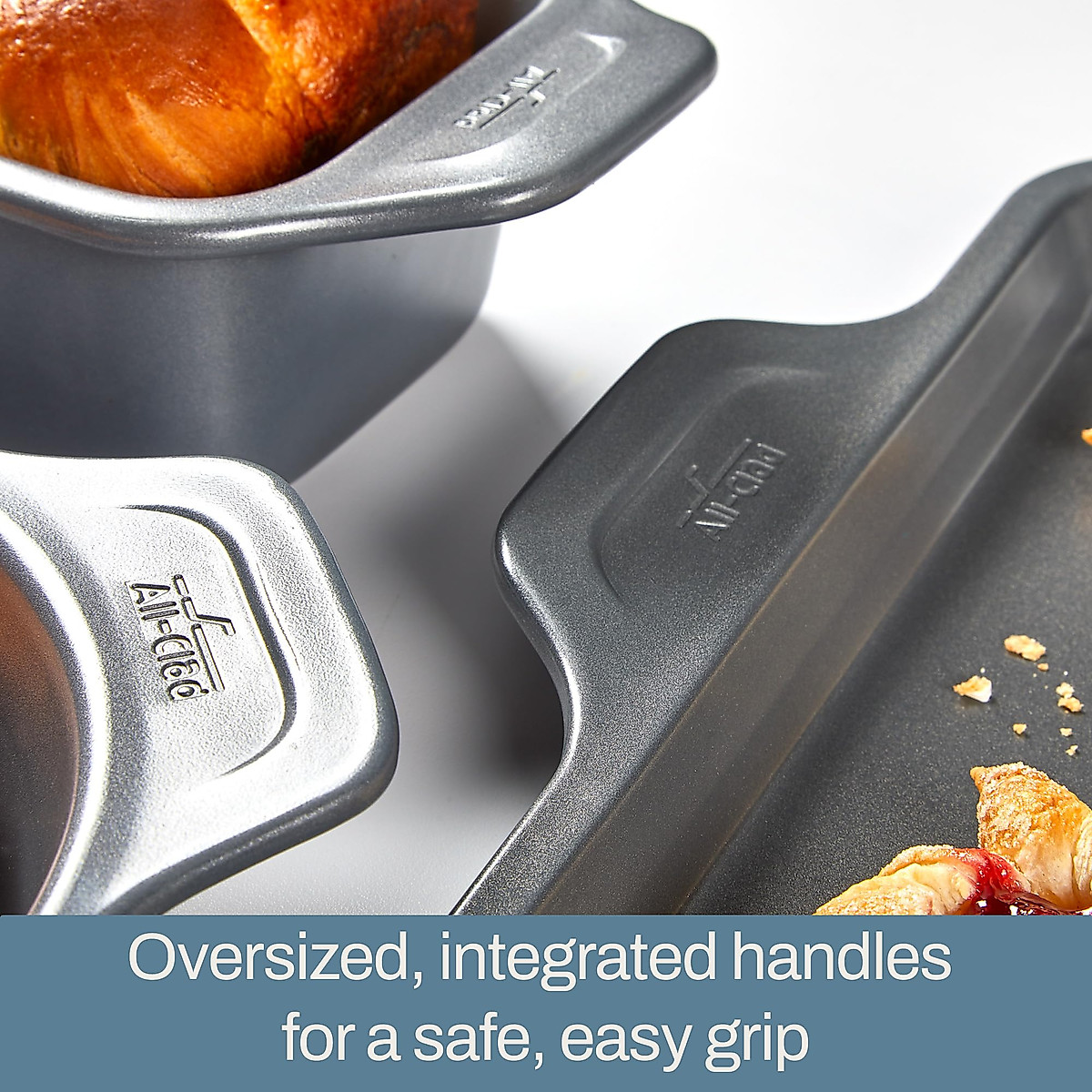 All-Clad Pro-Release Nonstick Bakeware Jelly Roll Pan 10x15 Inch Oven Safe 450F Half Sheet, Cookie Sheet, Muffin Pan, Cooling & Baking Rack, Round Cake Pan, Loaf Pan, Baking Pan Grey