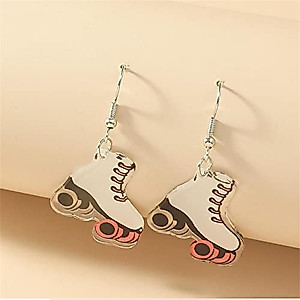 MALOYANVE Roller Skate Earrings for Women Girls Personalized Funny Acrylic Sport Athletic Earrings Sport Skater Charm Jewelry Roller Derby Team Gifts Roller Lovers Gifts (Roller Skate)