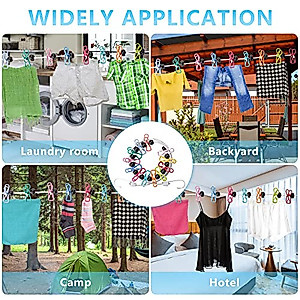 Portable Clothesline with 12 Clothespins, Retractable Travel Clothesline, Suitable for Home Indoor and Outdoor Drying, as Well as Balcony, Outdoor Camping use