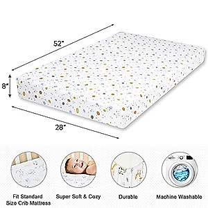 PHF 100% Cotton Crib Sheets Fitted 2 Pack, Soft Breathable Comfortable Baby Sheet Set for Boys Girls Neutral, Premium Crib Sheets Fits Standard Crib and Toddler Mattress 28in x 52in, Woodland Animals