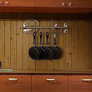 Dseap Pot Rack - Pots and Pans Hanging Rack Rail with 8 Hooks, Double Bars, Pot Hangers for Kitchen, Wall Mounted, Bronze, Pack of 2