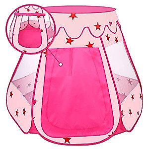 KIDAMI Princess Pop Up Tent with Star Lights for 1 2 3 Year Old Girls Birthday Gift, No Assembly Required, Easy to Fold with Portable Bag, Toddler Baby Girl Toys Kids Ball Pit Indoor Outdoor Playhouse