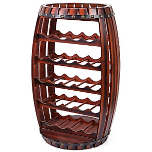 Vintiquewise Large Wooden Barrel Shaped 23 Bottle Wine Rack