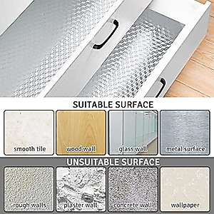 Zomine Kitchen Backsplash Stickers,15.7X196.9 inch, Self Adhesive Shelf Liner Drawer Liner Peel and Stick Foil Wallpaper Cabinets Shelf Sticker (Cube Texture-Silver)