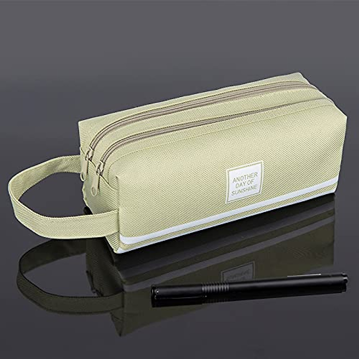 Pencil Case Box for School Office,Durable Pen Carrying Case with Zipper,Lightweight & Spacious Pencil Bag Pouch Box Organizer (Green)