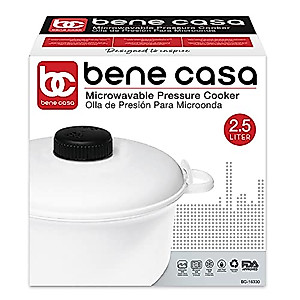 Bene Casa - 2.6 Qt. Microwave Pressure Cooker - Non-stick Surface and Locking Lid - Cooks Up to 12 Cups of Cooked Rice (6 Cups Uncooked)