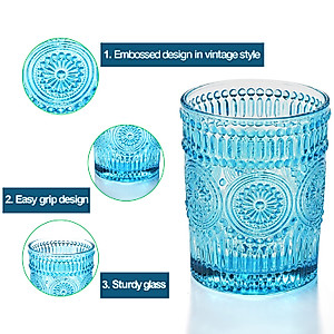 GLASS SMILE 6 Pack Romantic Water Glasses-10.5 OZ Purple Vintage Drinking Glasses Tumblers for Whisky, Beer, Juice, Beverages, Cocktail