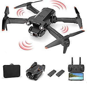 FPV Drone with Camera for Adults Kids Beginners,Foldable RC Quadcopters Drones with 4k Dual Camera ,Optical Flow Positioning, 360°Smart Obstacle Avoidance, APP Control, One-click Take-off and Landing,Gesture and voice control,2 Batteries