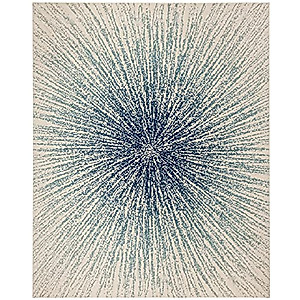 SAFAVIEH Evoke Collection 8' x 10' Royal / Ivory EVK228A Abstract Burst Non-Shedding Living Room Bedroom Dining Home Office Area Rug