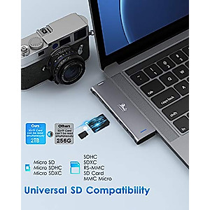 LIONWEI USB C Hub Adapter for MacBook Pro 2020, Multiport USB Adapter HDMI MacBook Pro Dongle for Card Readers with 4K HDMI, 2 USB 3.0, TF/SD, USB-C 100W and Thunderbolt 3 for MacBook Pro Air